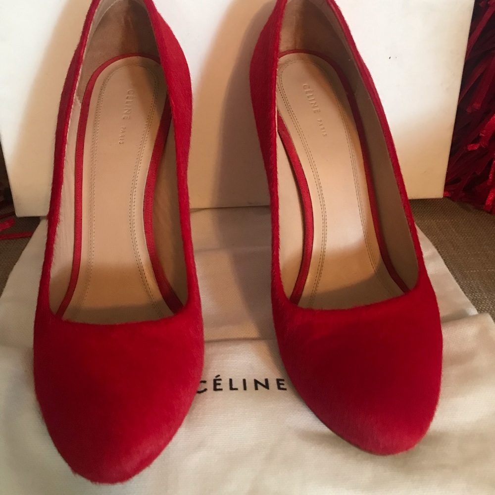 Celine Paris Red Pony Heels - Gem